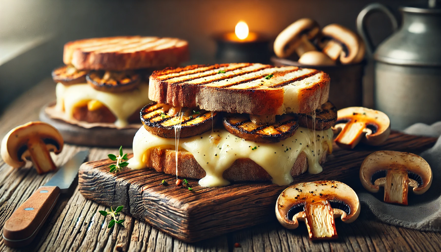 Panino al formaggio e funghi grigliati - La Pecorella
